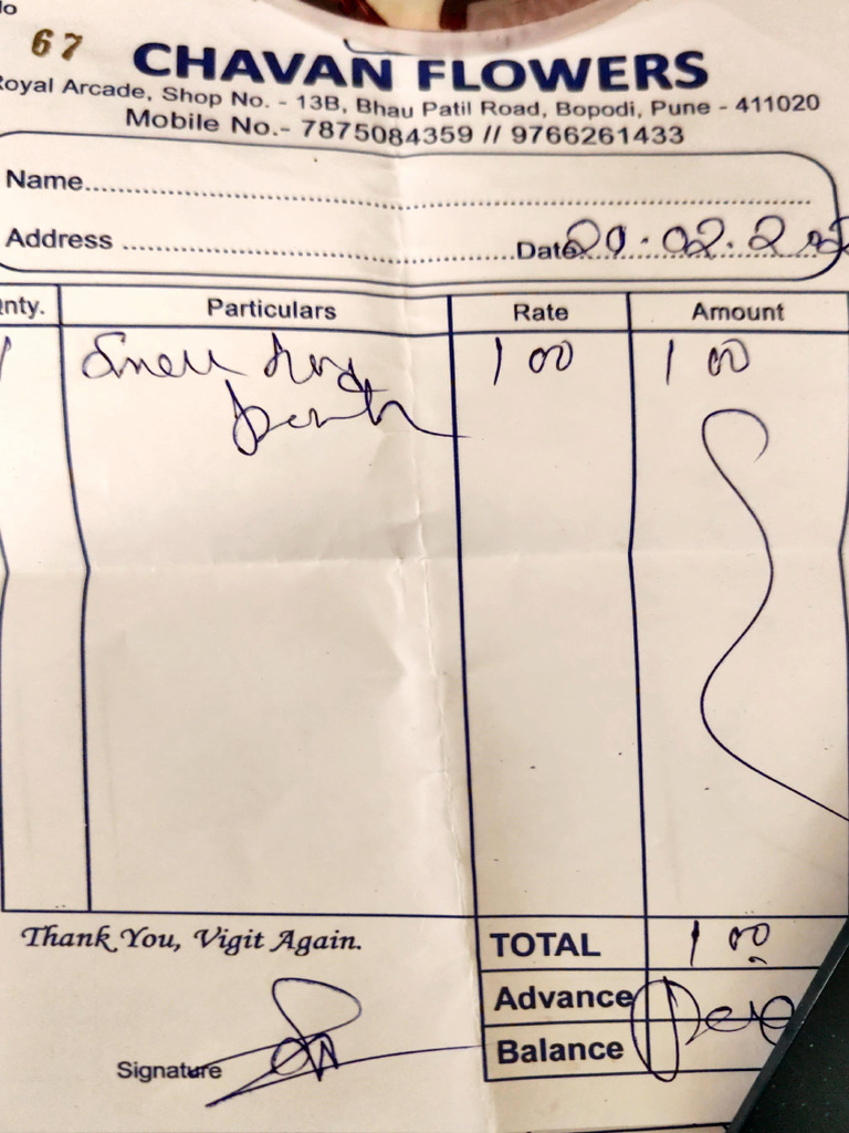 Chavan Flowers Invoice Details Pune | PDF