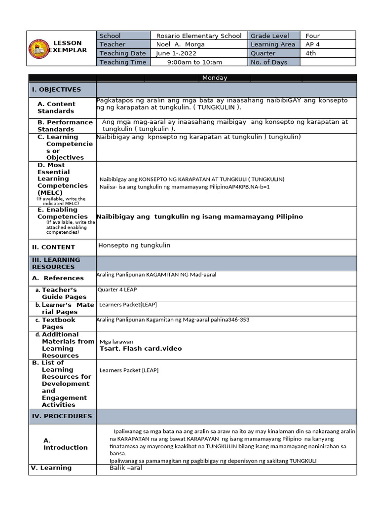 Lesson Exemplar Sa Araling Panlipunan q4 2 | PDF