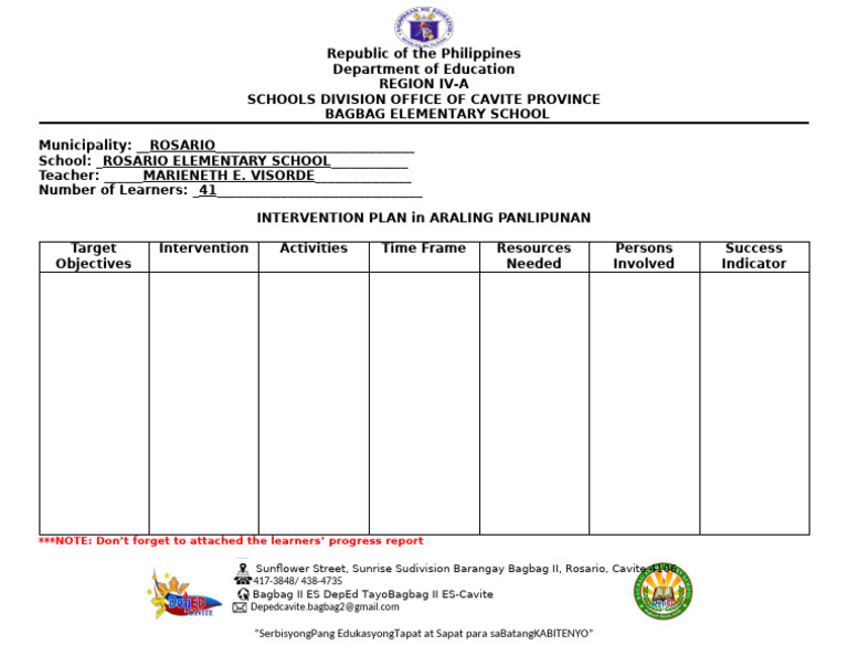 Intervention Plan Template | PDF