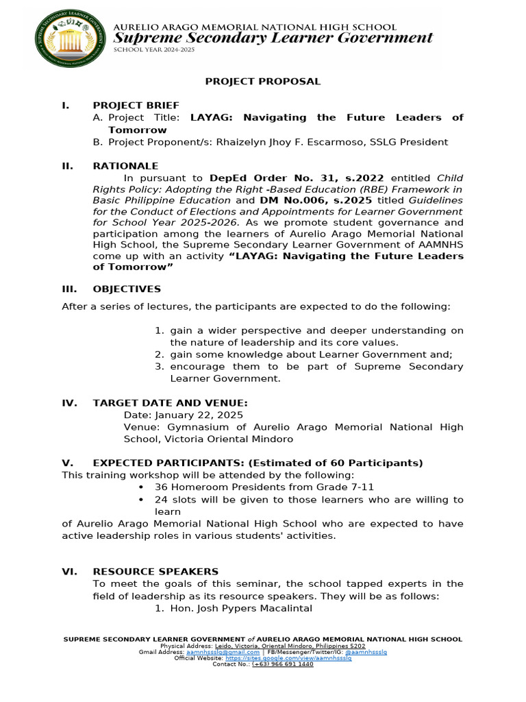 Project Proposal Layag Aamnhs Sslg (1) | PDF