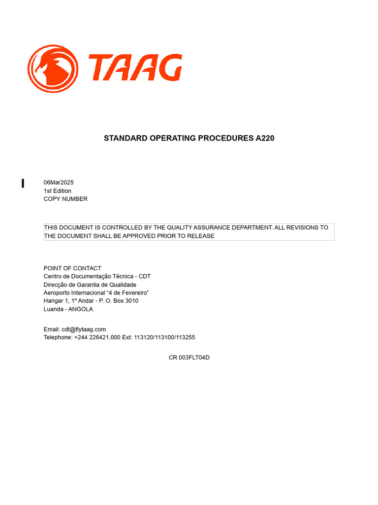 A220 Standard Operating Procedures | PDF | Transport Safety | Aviation ...