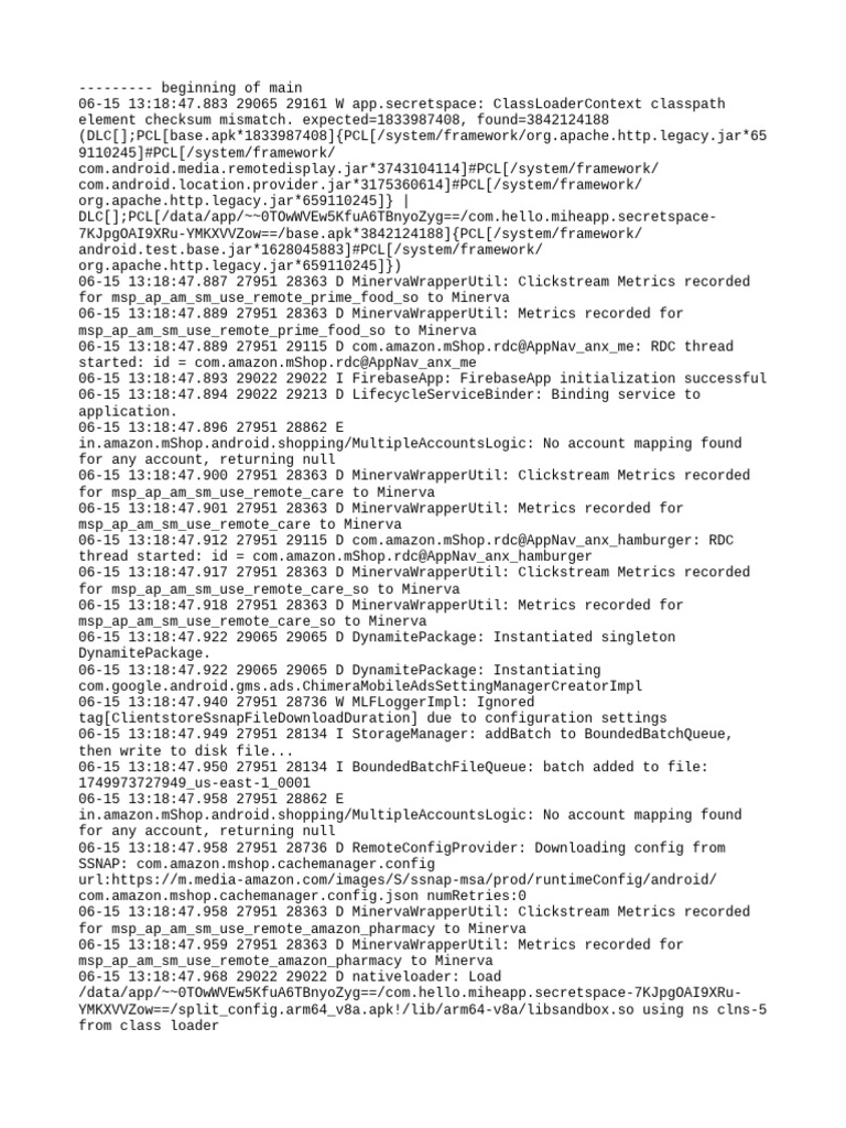 Com - Hello.miheapp - Secretspace Logcat | PDF | Java (Programming Language) | Software Engineering