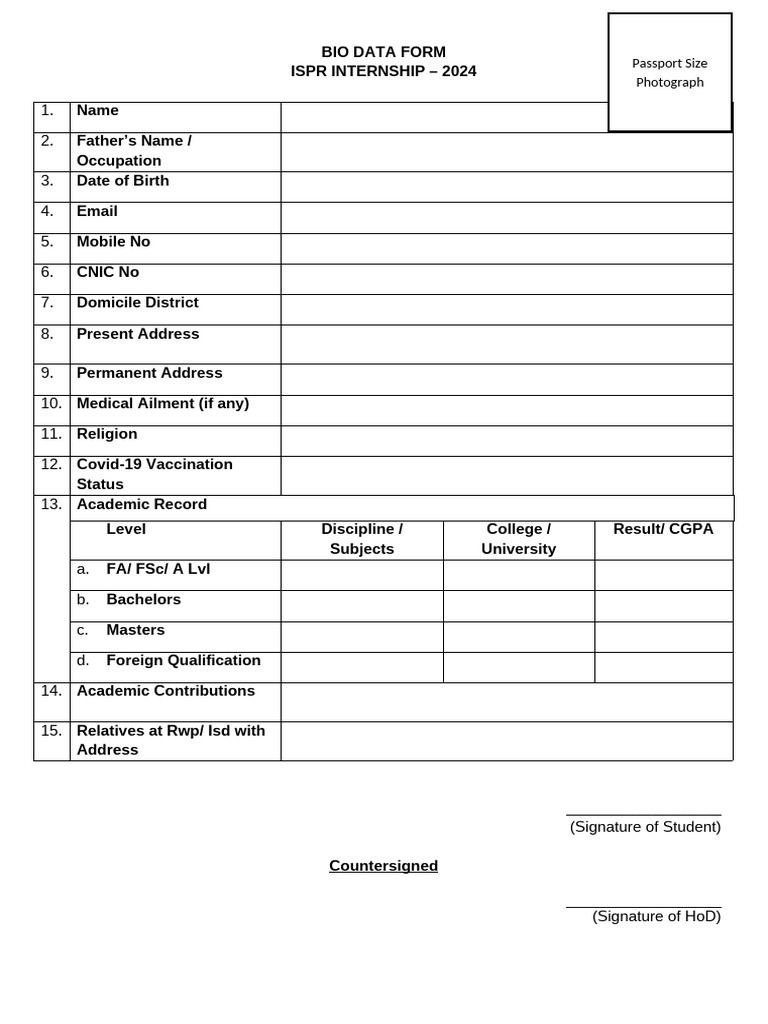 Bio Data Student 2 | PDF