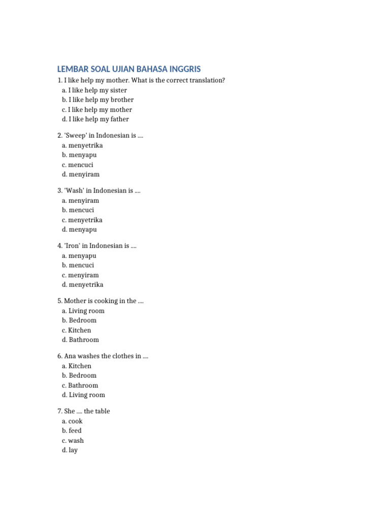 Soal Ujian Bahasa Inggris | PDF | Edible Fruits | Fruit