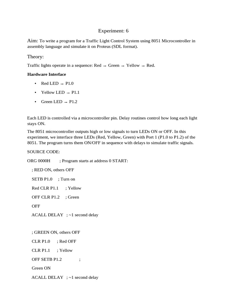 Traffic Light Control with 8051 Microcontroller | PDF | Computing ...