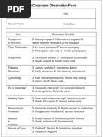 Observation Behavior Checklist | PDF | Wellness