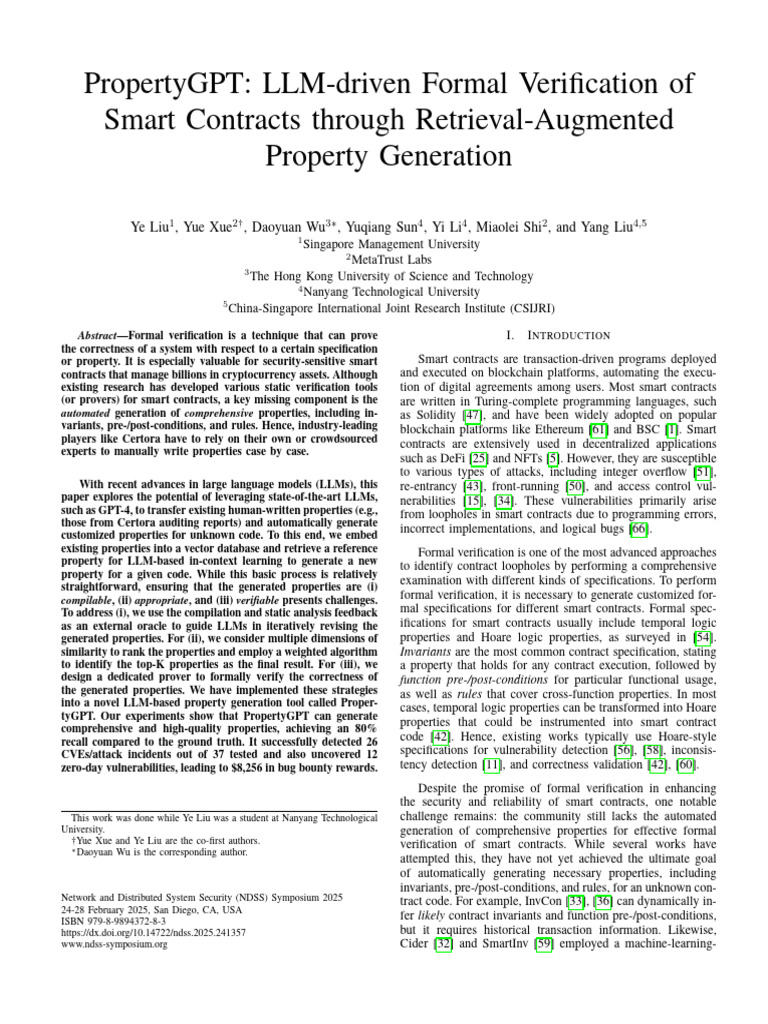 PropertyGPT LLM-driven Formal Verification of Smart Contracts Through Retrieval-Augmented ...