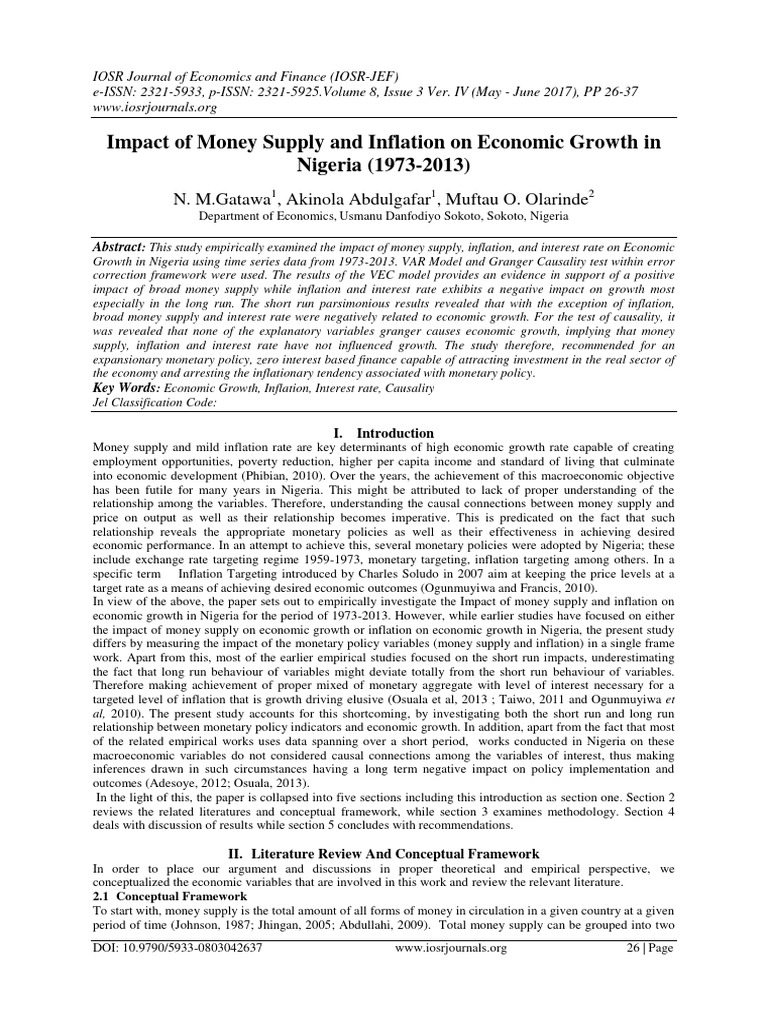 Impact of Money Supply and Inflation On | PDF | Inflation | Money Supply