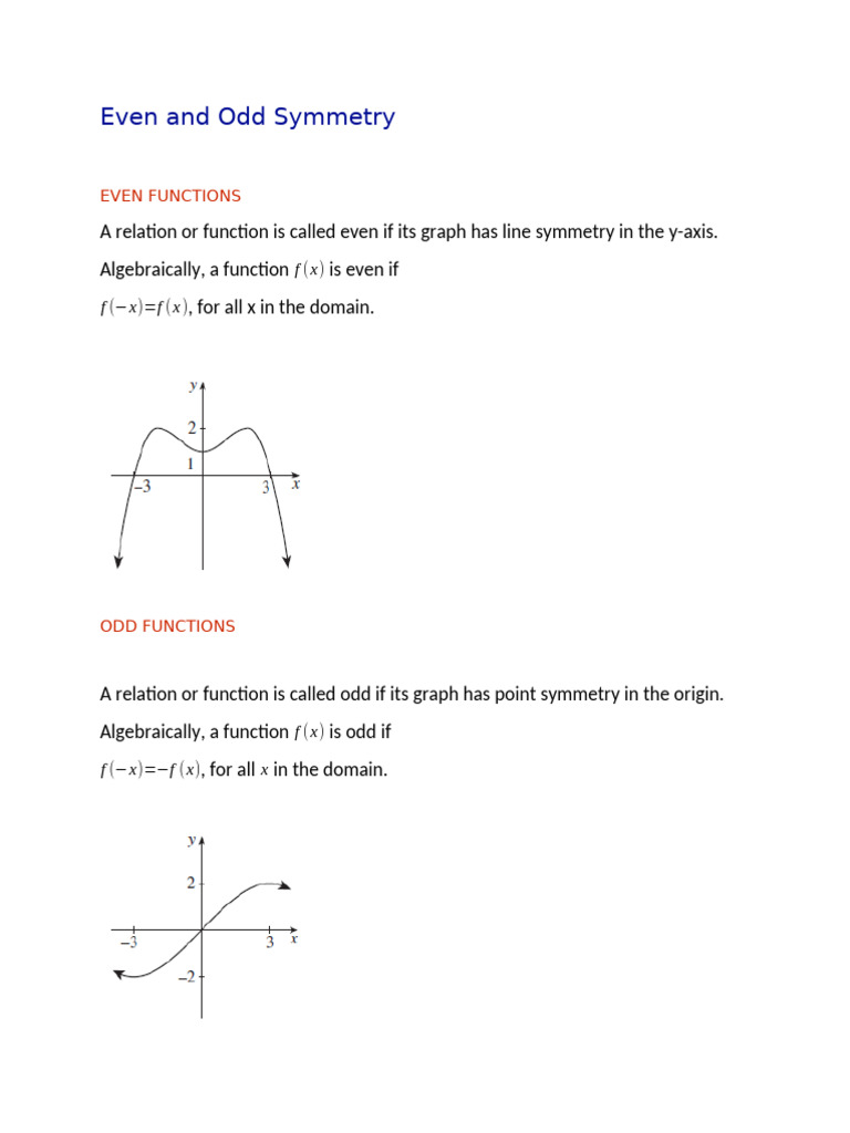 Even and Odd Function Symmetry Explained | PDF