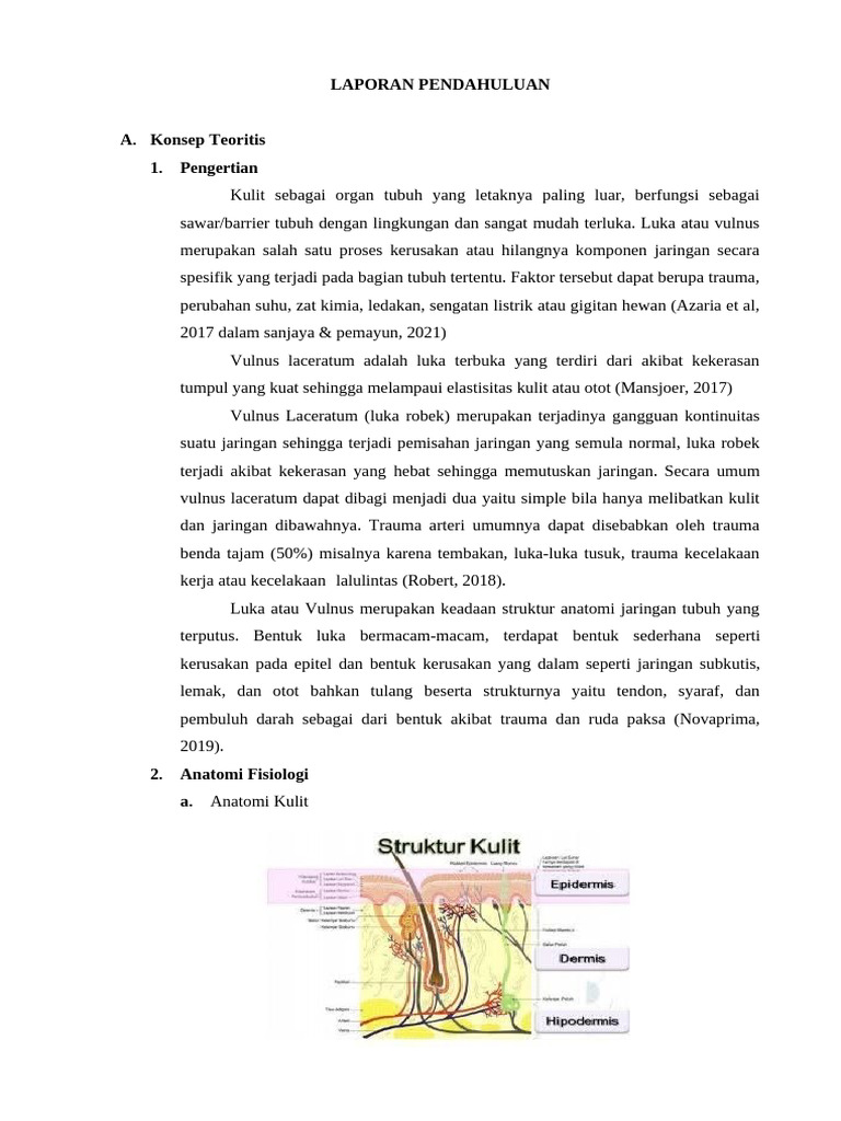 Pemahaman Vulnus Laceratum dan Anatomi Kulit | PDF