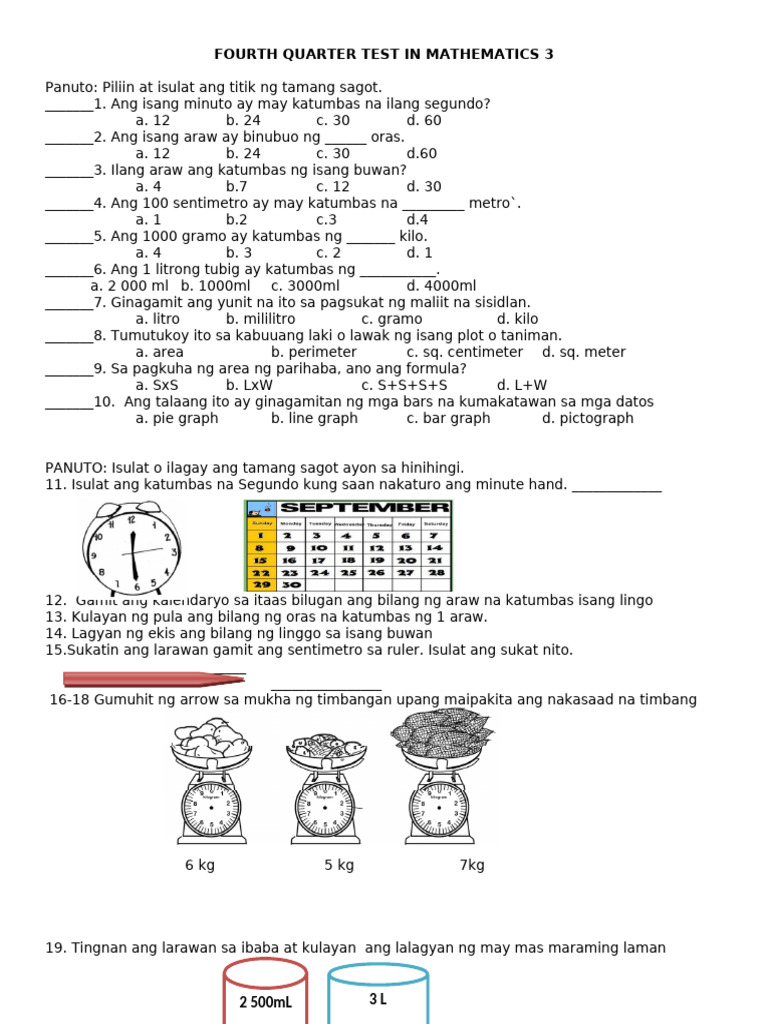 PT - Mathematics 3 - q4 v2 | PDF
