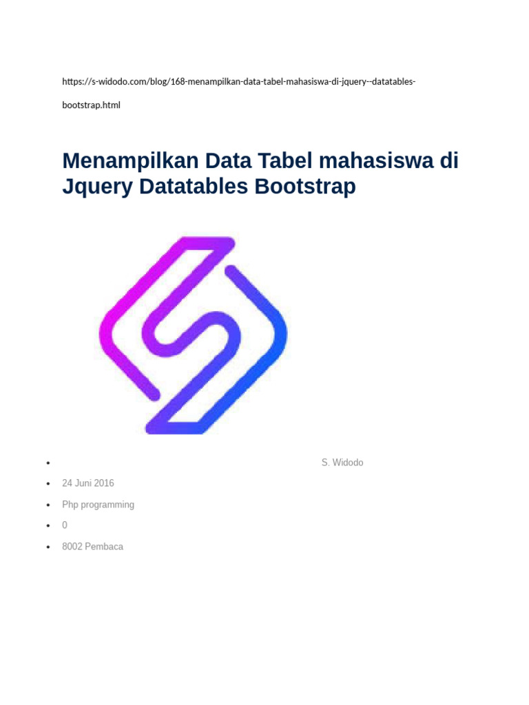 Menampilkan Data Tabel Mahasiswa Di Jquery Datatables Bootstrap | PDF
