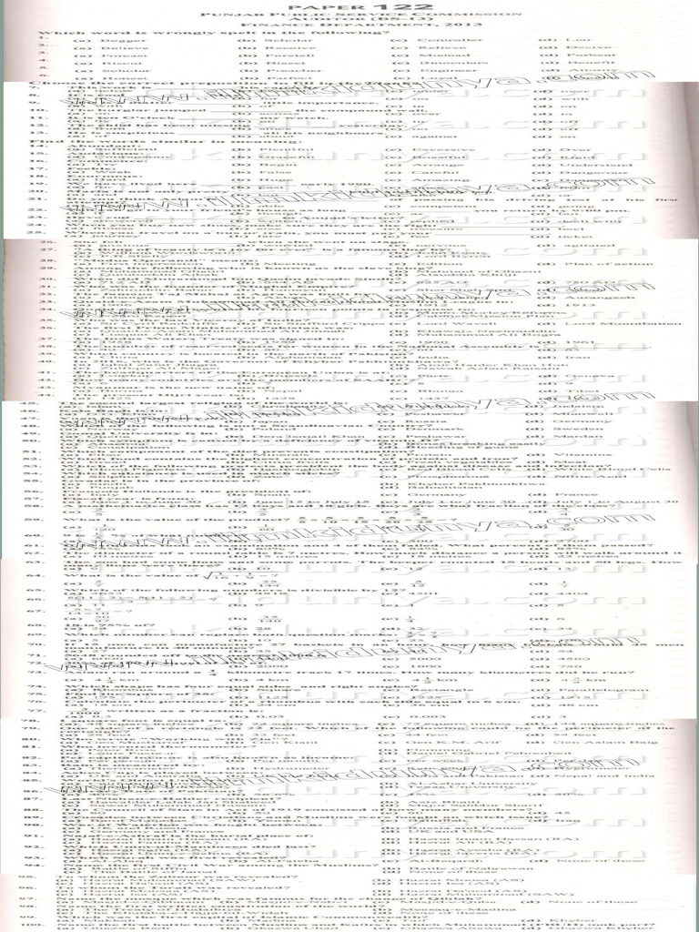 Past Paper 2013 PPSC Finance Department Auditor BS 13 Paper 122 | PDF