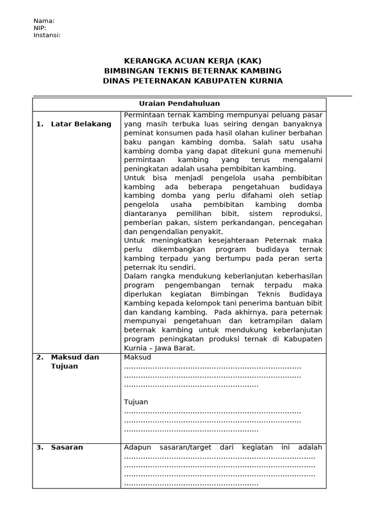 Lampiran 9 - KAK Swakelola Tipe I Dan Kontrak Swakelola Tipe IV | PDF