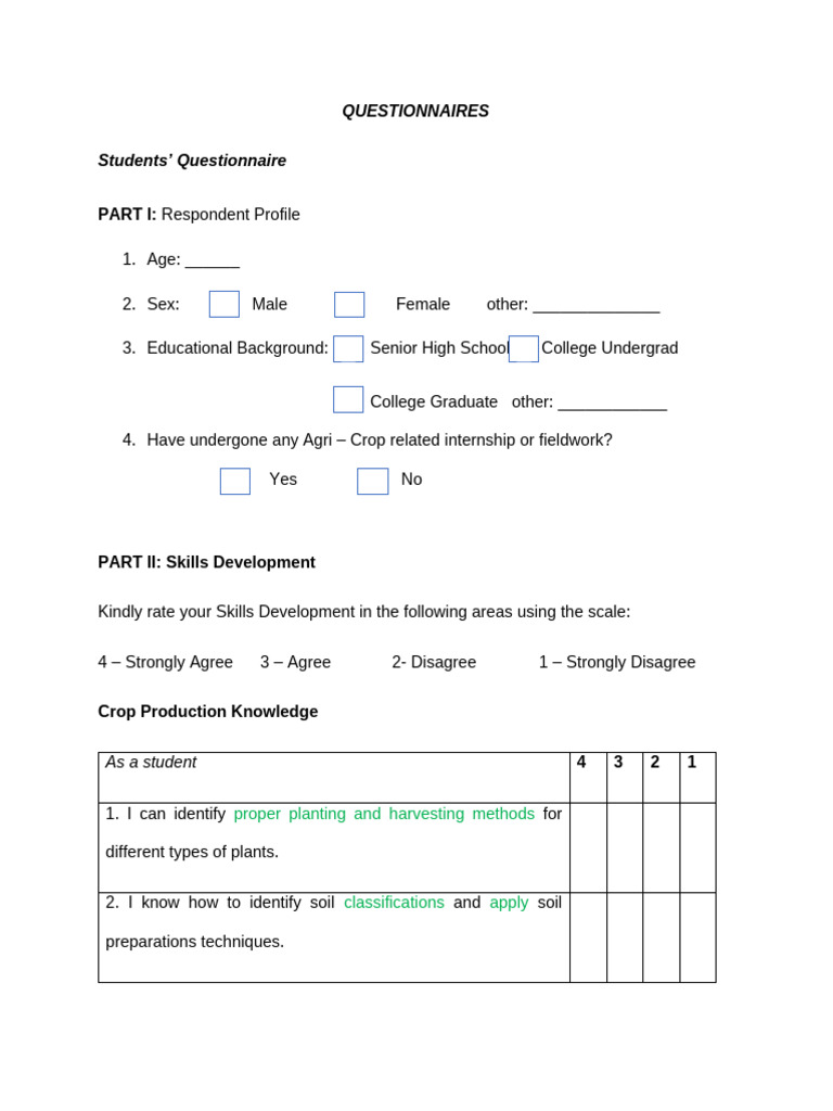 Validated Questionnaire by Ms. Abel | PDF | Soil | Agriculture