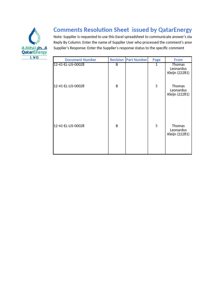 Comments Resolution for QatarEnergy LNG | PDF | Electrical Wiring | Wire