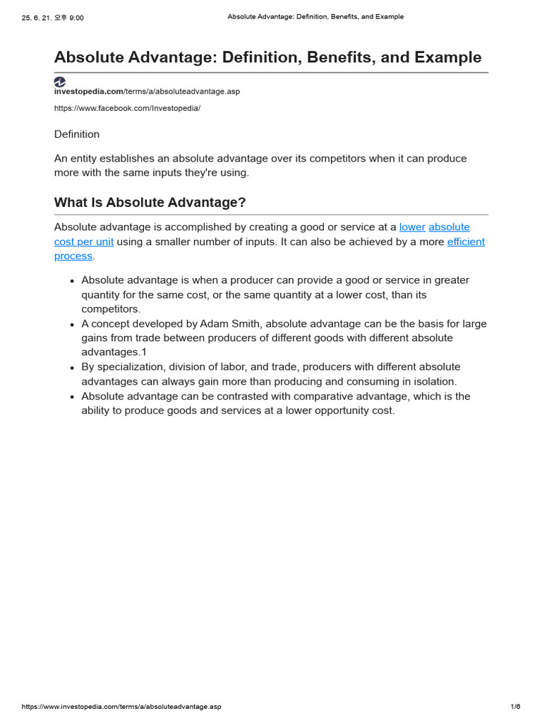 Understanding Absolute Advantage | PDF | Comparative Advantage ...