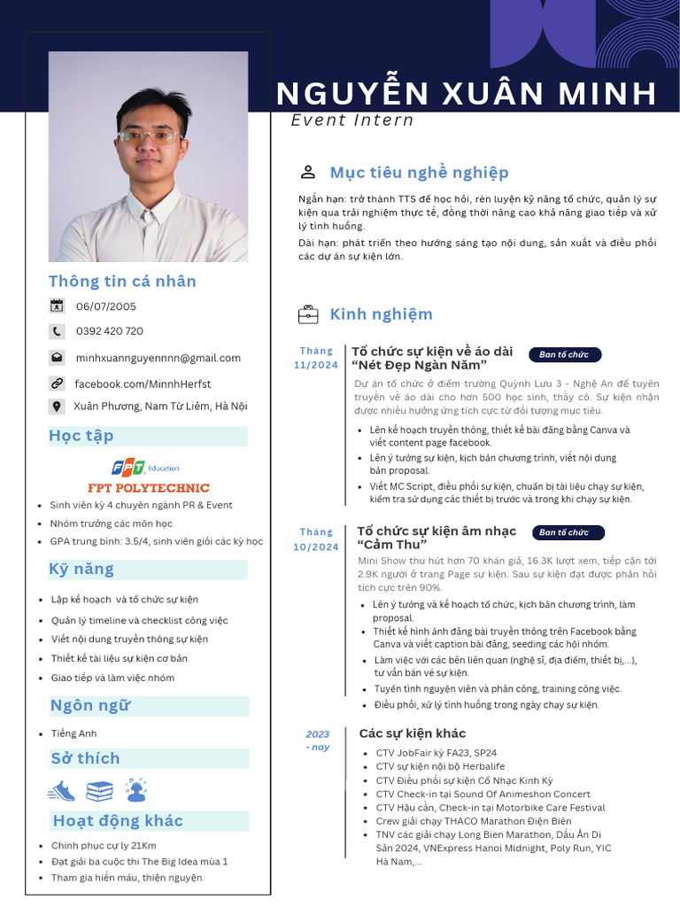 CV Vị Trí Event Intern | PDF