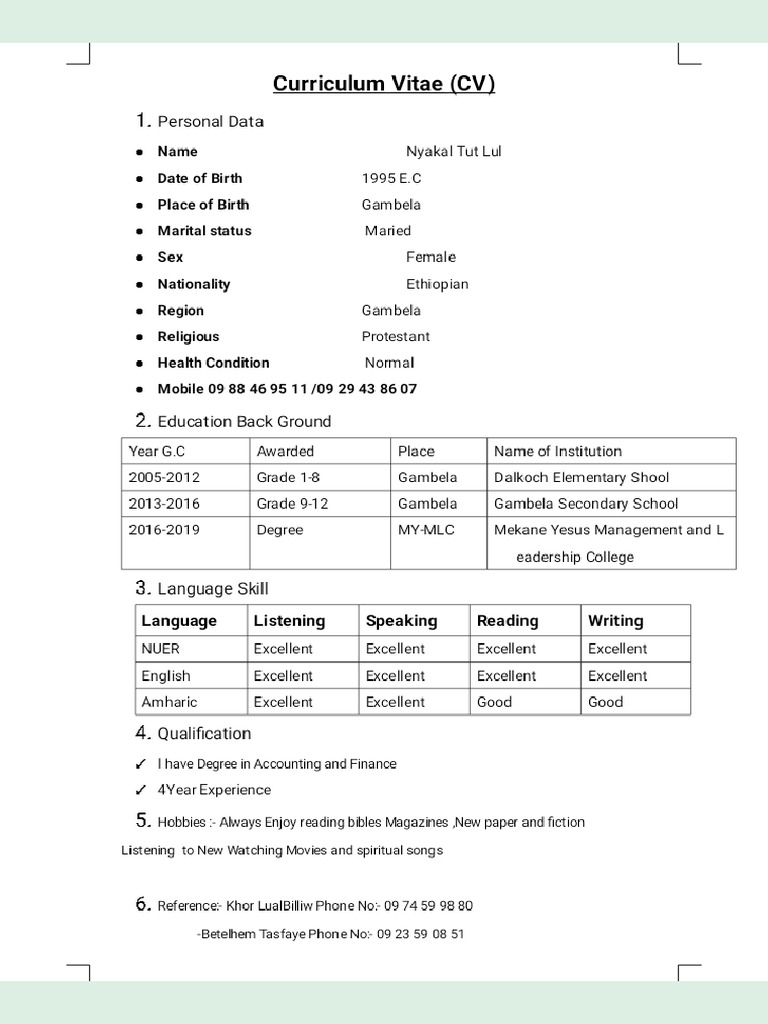 Curriculum Vitae Nyakal Tut Lul - Phoenix | PDF