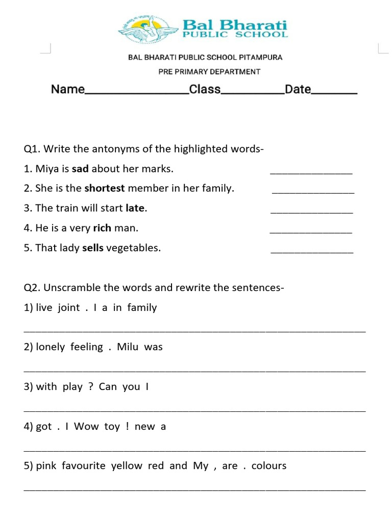 English Revision Sheet 1 | PDF