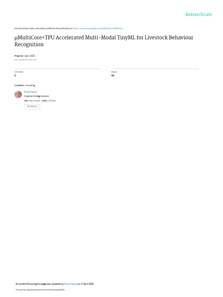 TinyML Powered MCU Based Sensing System For Livestock Behavioral Analysis and TrackingKanjo ...