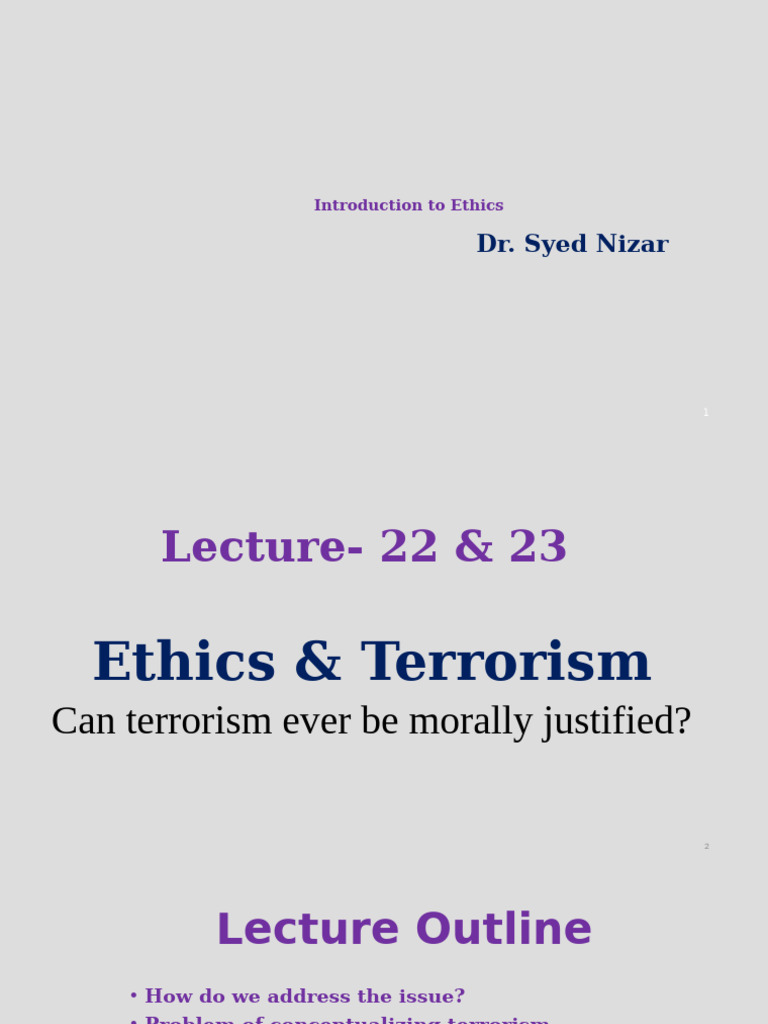 Lecture 14 Ethics & Terrorism | PDF | Insurgency