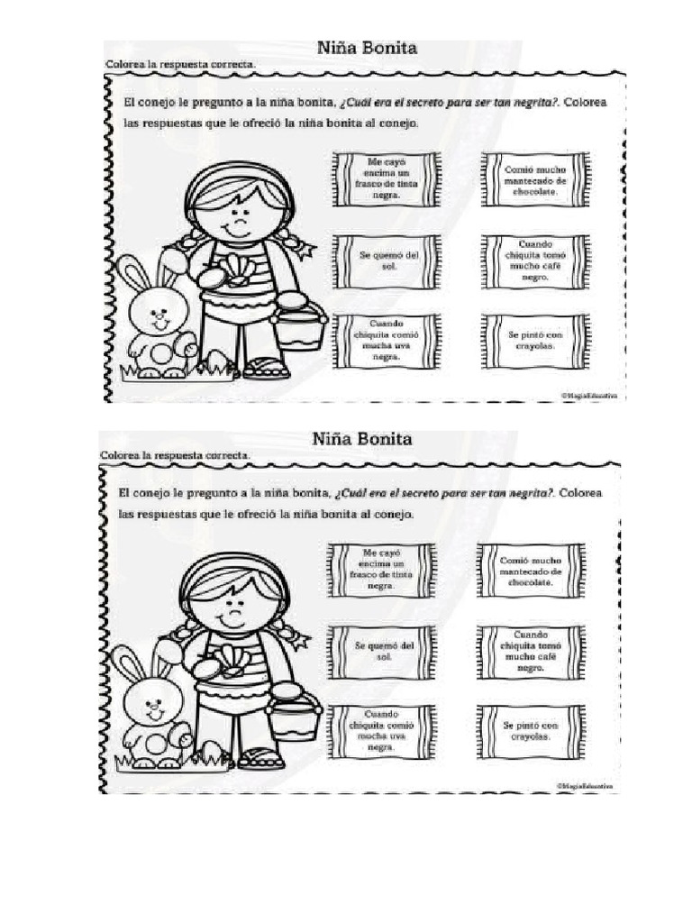 Cuento Niña Bonita Imagen - Docx Actividad 2 | PDF