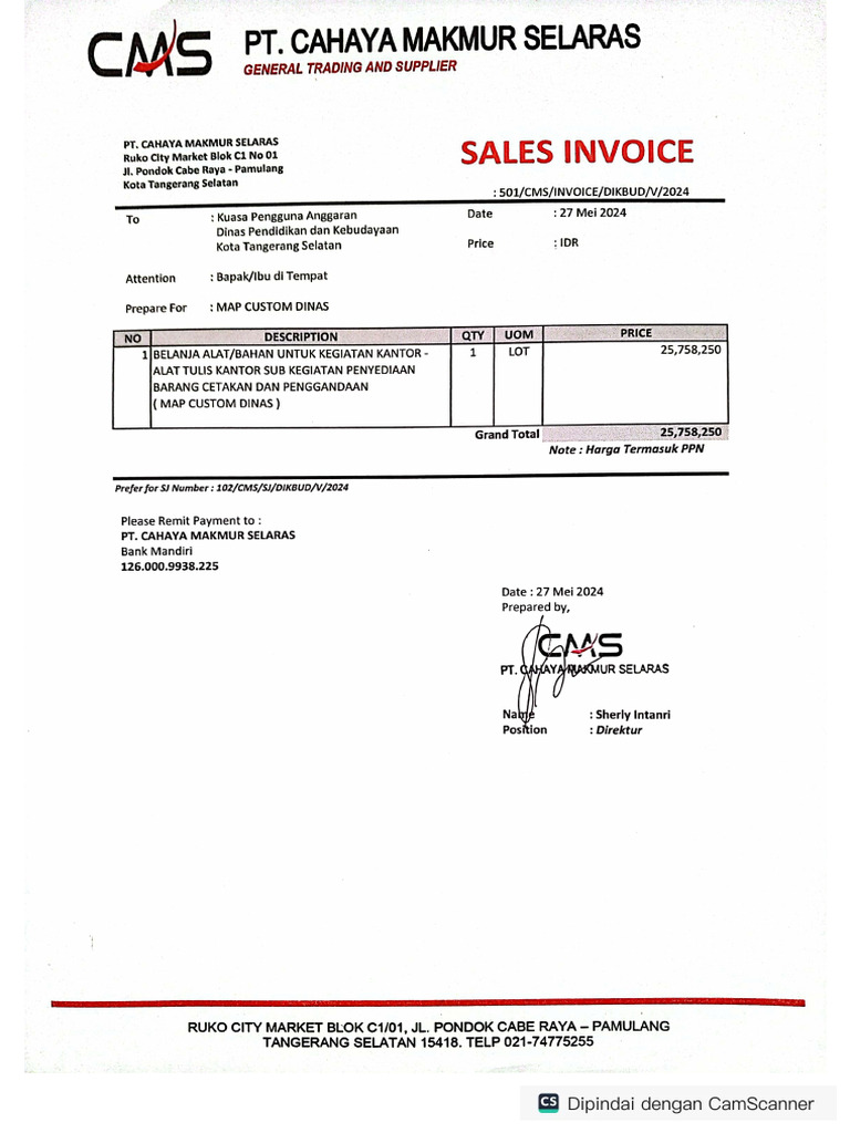 Invoice Map Custom Dinas - Dikbud - CMS | PDF