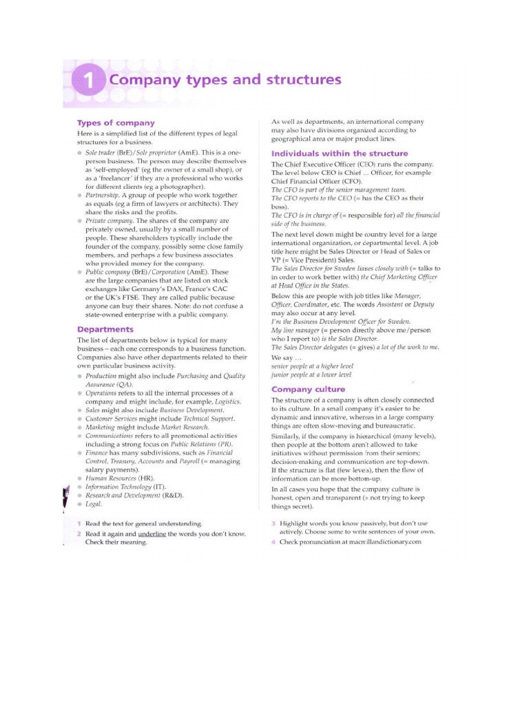 Company Types and Structure | PDF