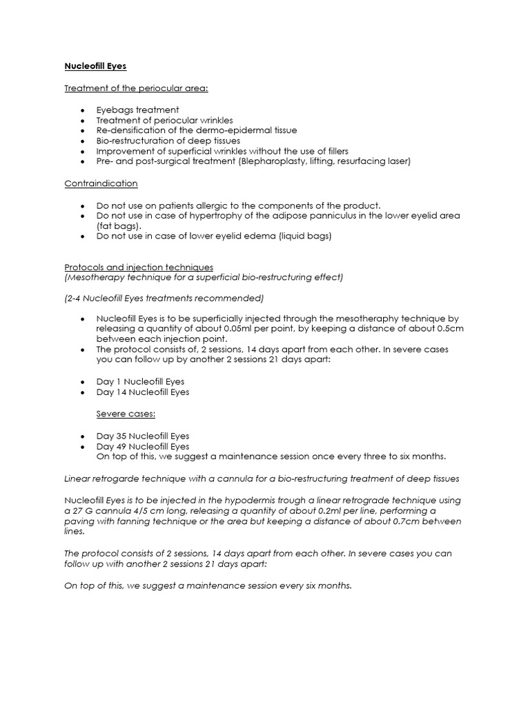 Nucleofill Eyes Face Hair Protocols and Info | PDF | Hair Loss ...