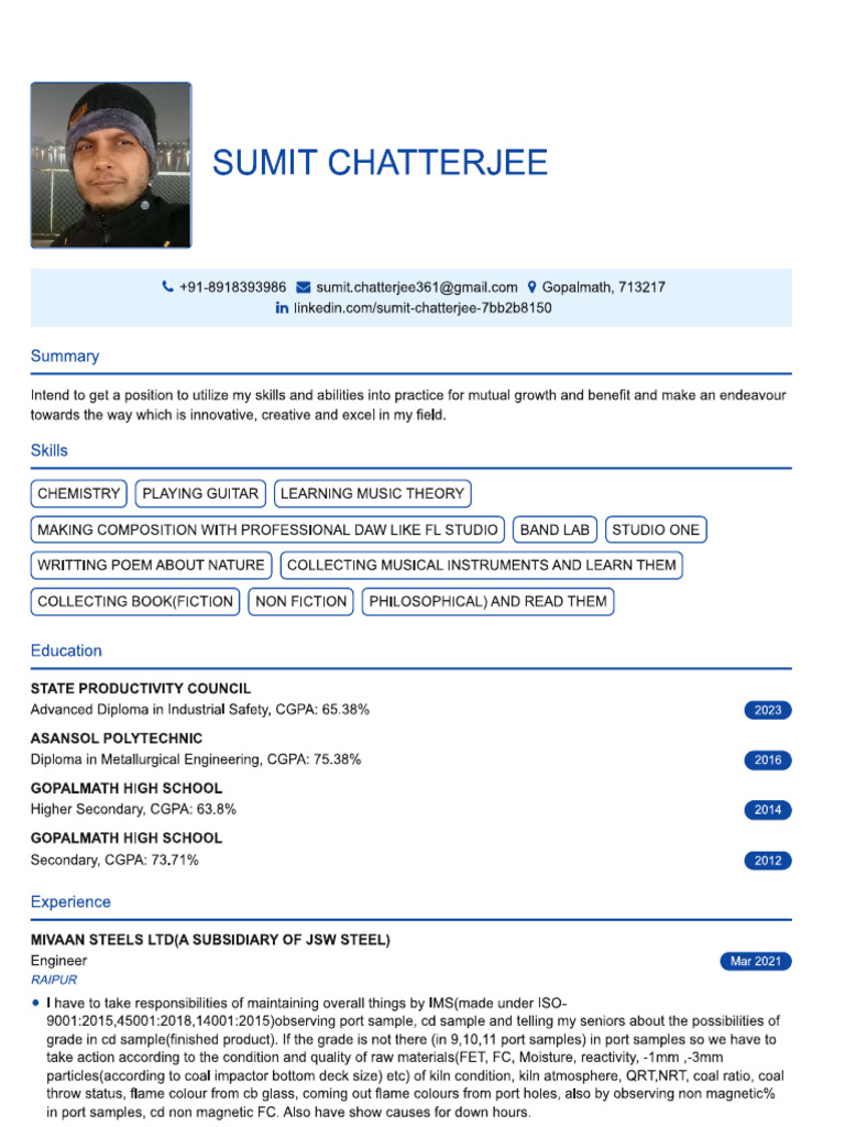 Umit Chatterjee Resume | PDF