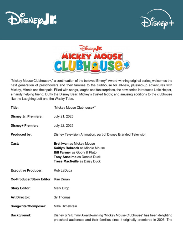Mickey Mouse Clubhouse+ Launch Details | PDF