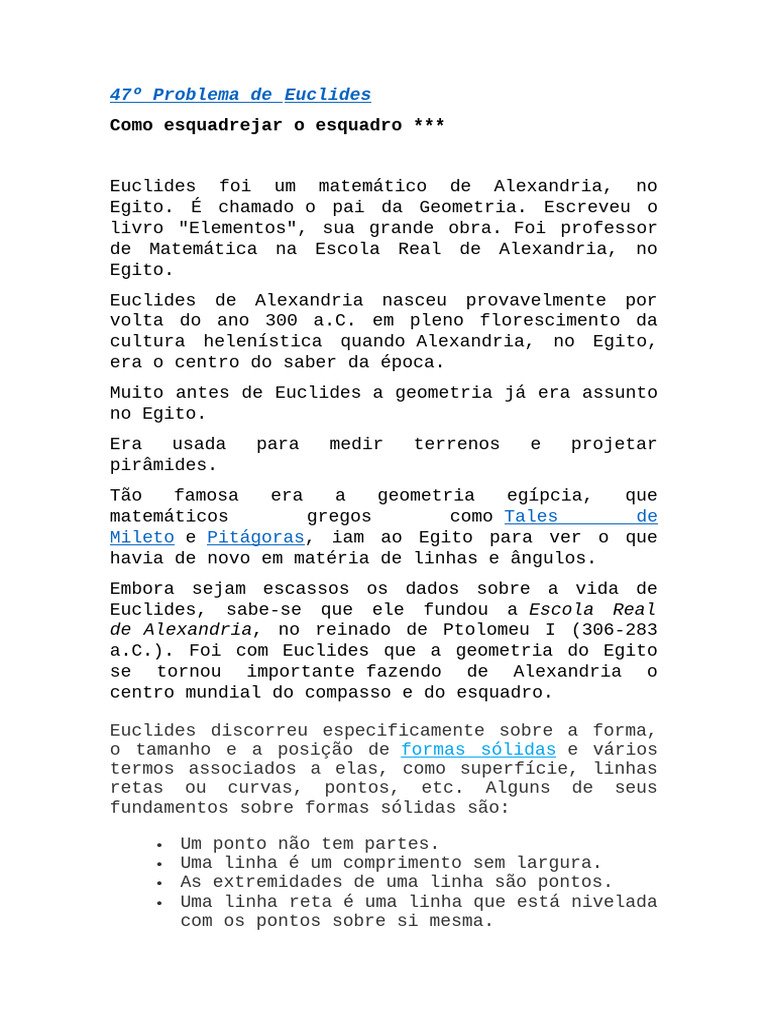 47º Problema de Euclides | PDF | Geometria | Euclides