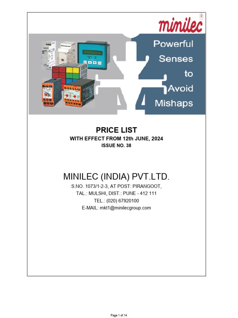 Minilec Price List 2024 | PDF | Relay | Ac Power