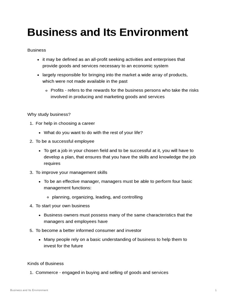 Business and Its Environment | PDF | Business | Natural Environment