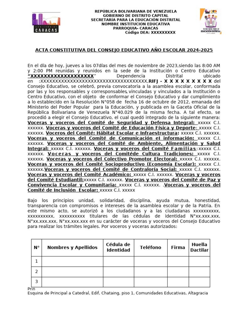 Acta Constitutiva CE 2024 | PDF | Gobierno