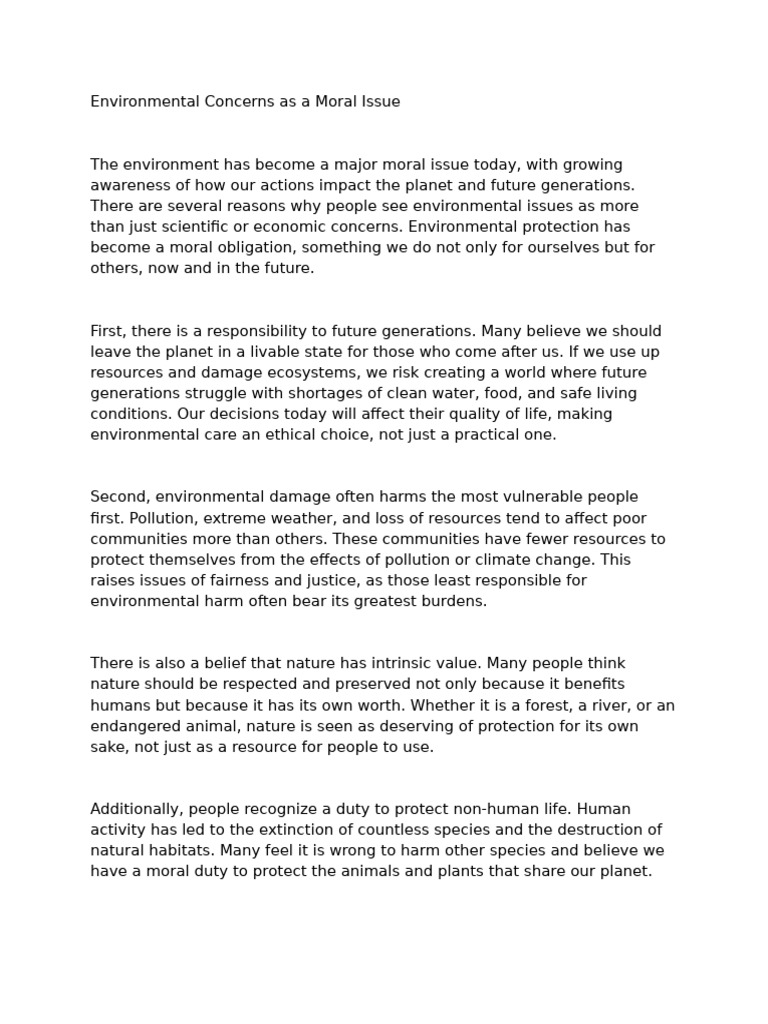 Environmental Concerns and Moral Issues | PDF | Natural Environment ...