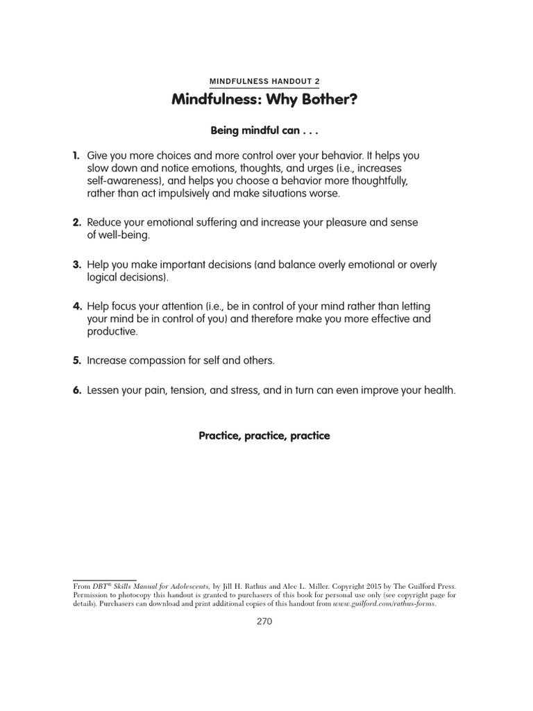 Mindfulness Handout 2. Why Bother | PDF