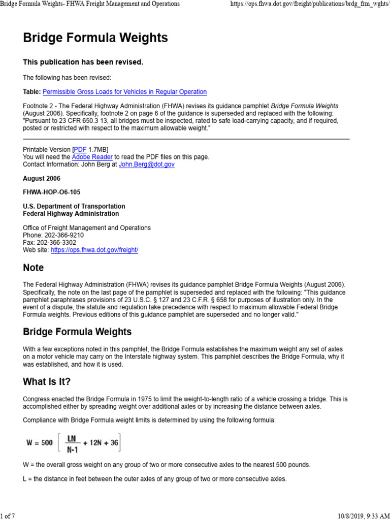 Federal Bridge Formula Guidelines | PDF | Transport | Land Vehicles