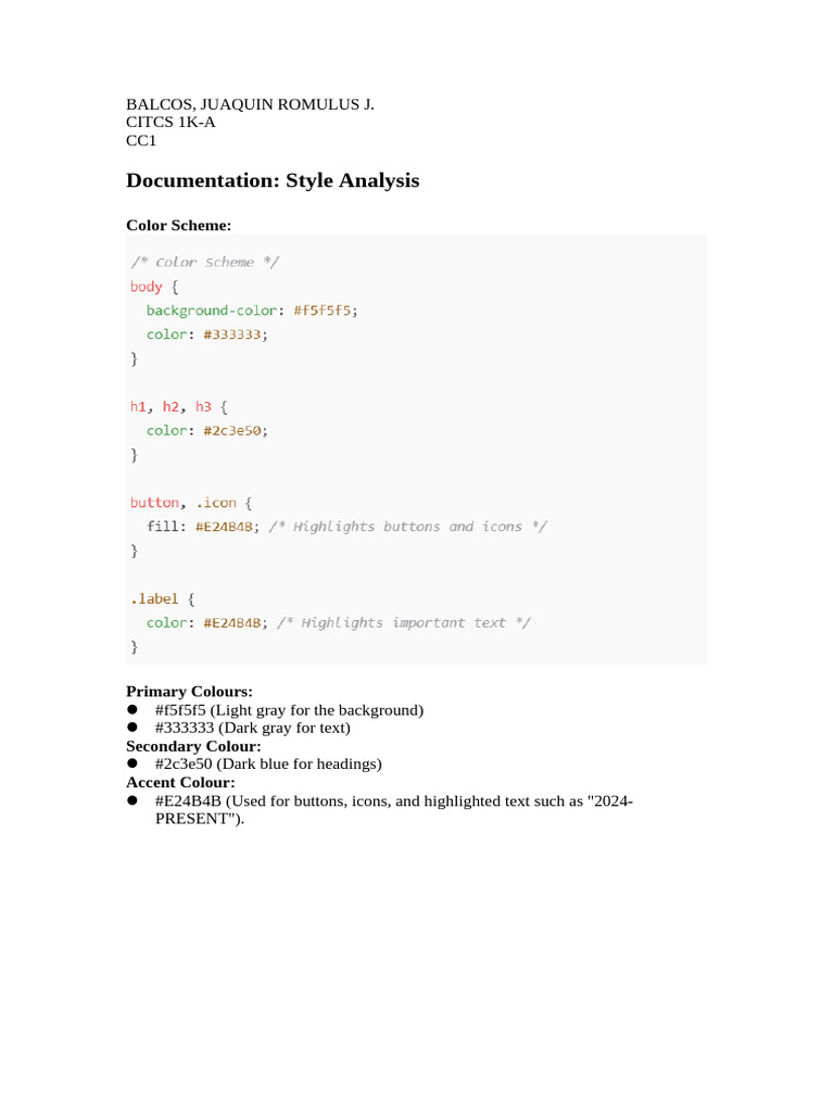 Balcos, Documentation Analysis | PDF
