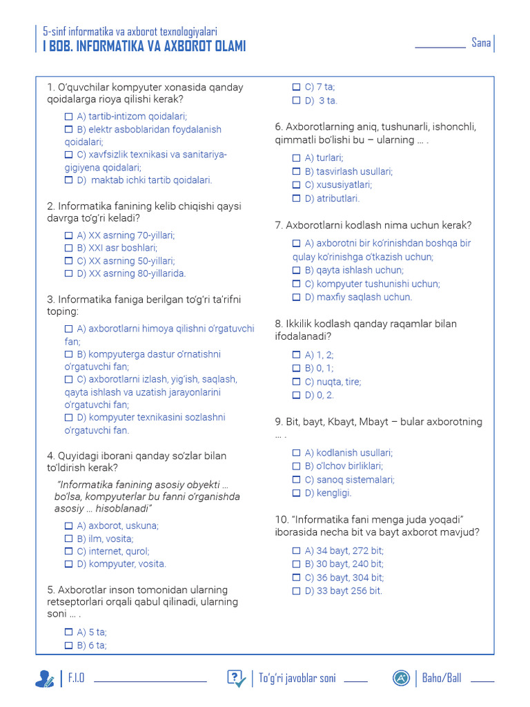 Informatika Test 5 | PDF