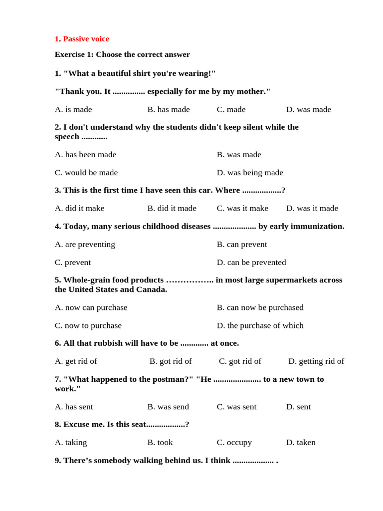 Passive Voice and Relative Clauses Exercises | PDF | Vietnam ...