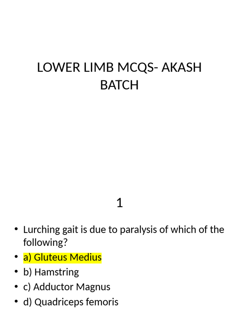 Lower Limb Mcqs 24-25 Batch | PDF | Human Leg | Knee