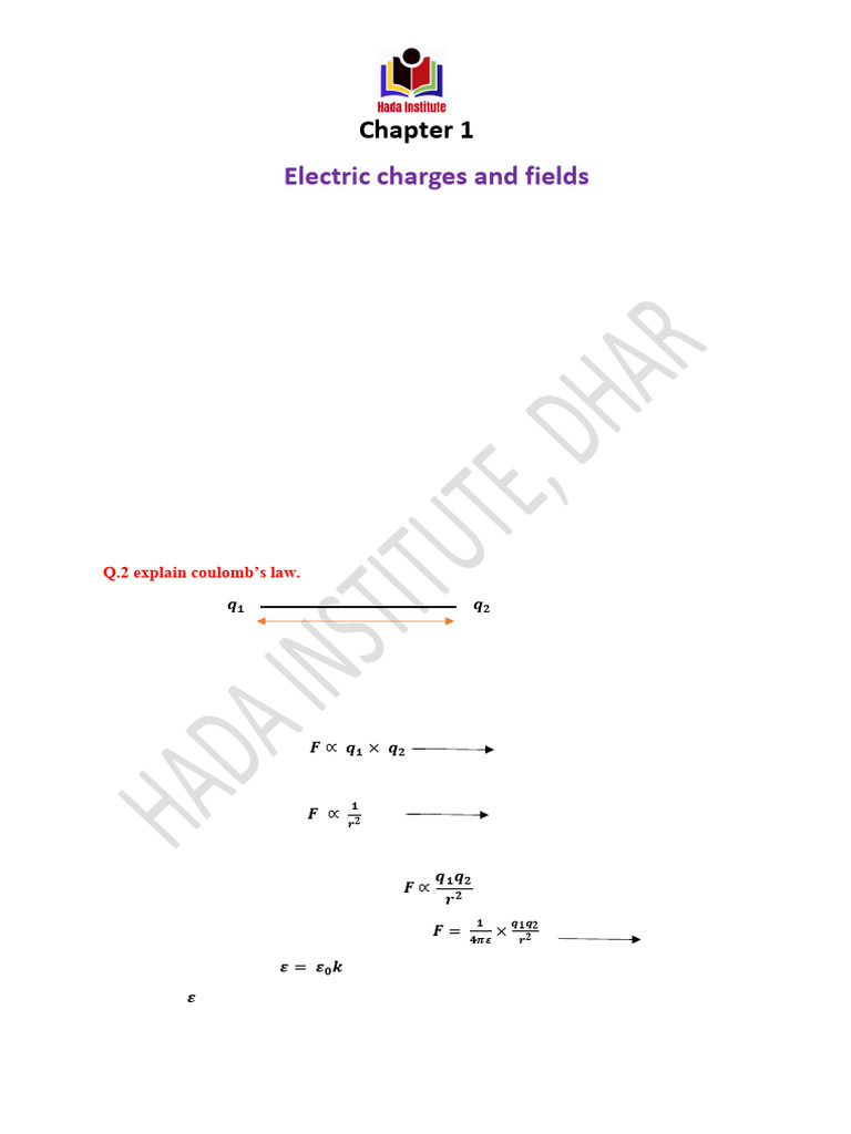 Chapter 1 - Electric Charges and Fields | PDF | Sphere | Electric Field