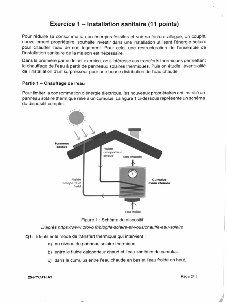 2025 Asie J1 Exo1 Sujet ChauffeEau 11pts | PDF