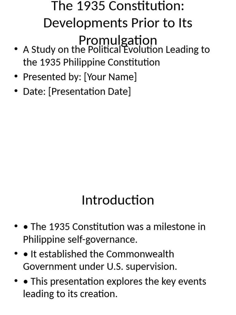 The 1935 Constitution Final Presentation | PDF | Philippines | Legal Documents