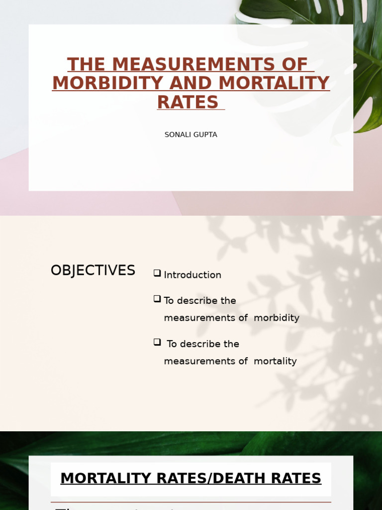 The Morbidity and Mortality Rates | PDF | Mortality Rate | Infant Mortality