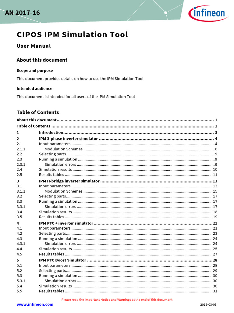 CIPOS IPM Simulation Tool Manual | PDF | Power Inverter | Diode