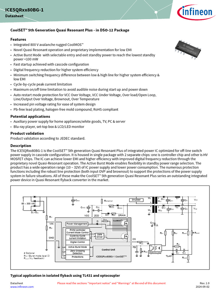 Infineon ICE5QRxx80BG 1 DataSheet v01 - 00 EN | PDF
