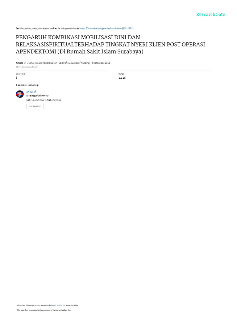 Pengaruh Kombinasi Mobilisasi Dini Dan Relaksasispiritualterhadap ...